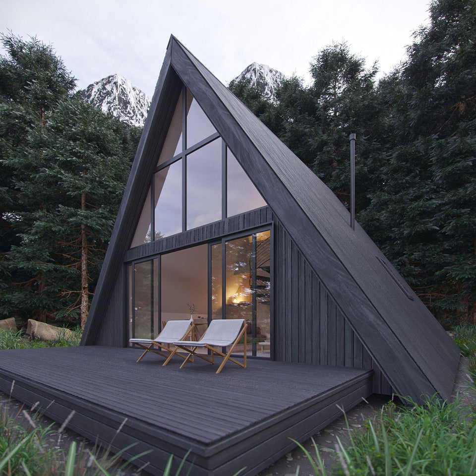 A-Frame House With Loft Plans - Download Small House Plans - Den