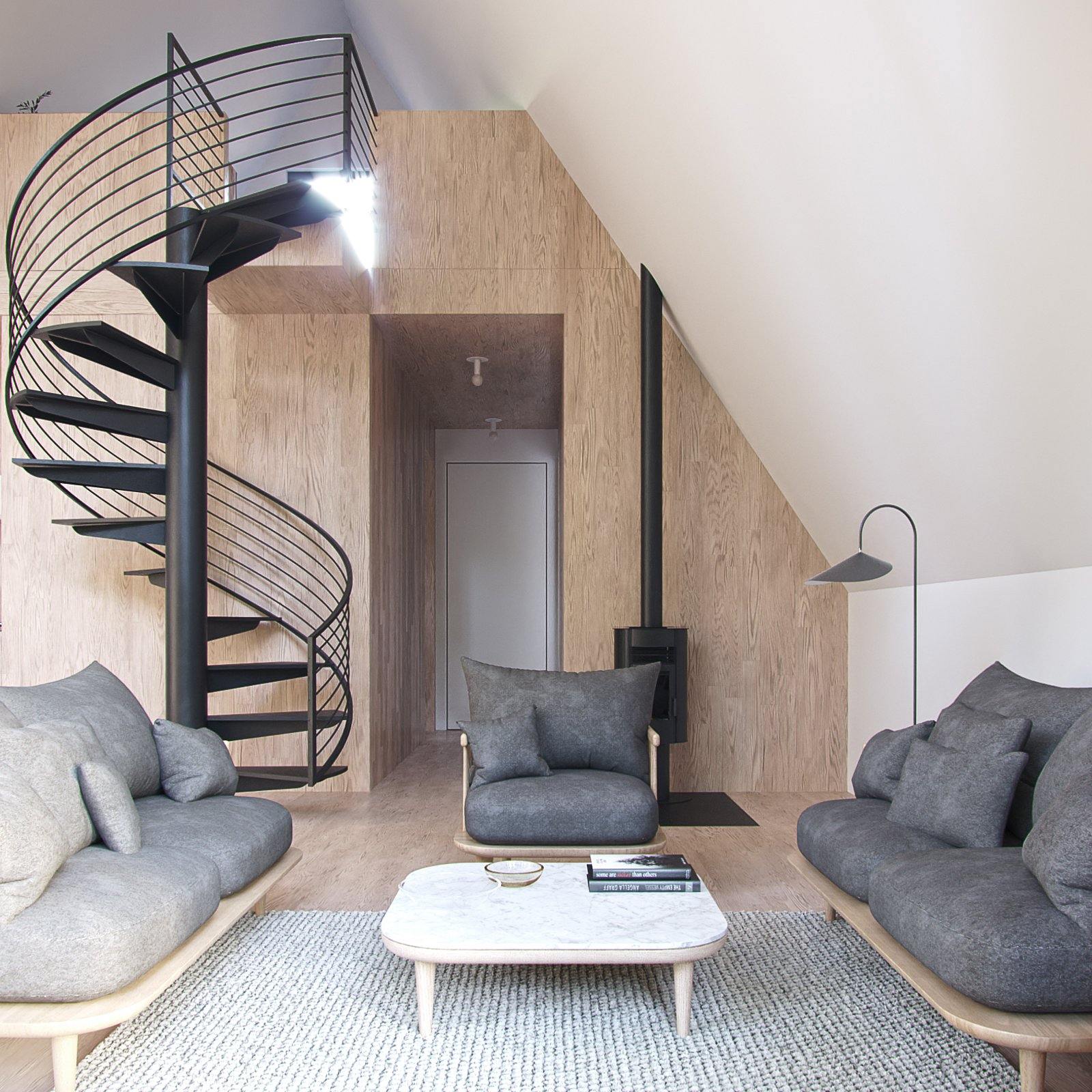 A-Frame House With Loft Plans - Download Small House Plans - Den
