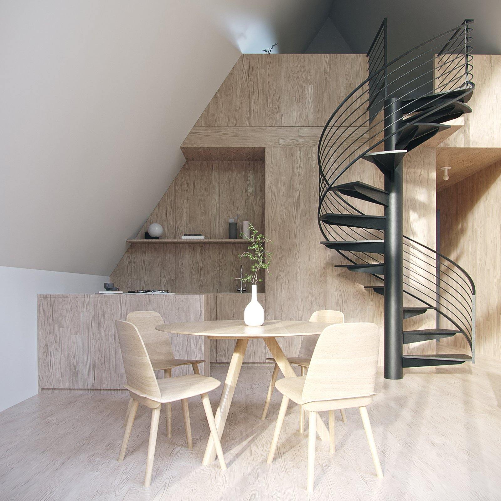 A-Frame House With Loft Plans - Download Small House Plans - Den