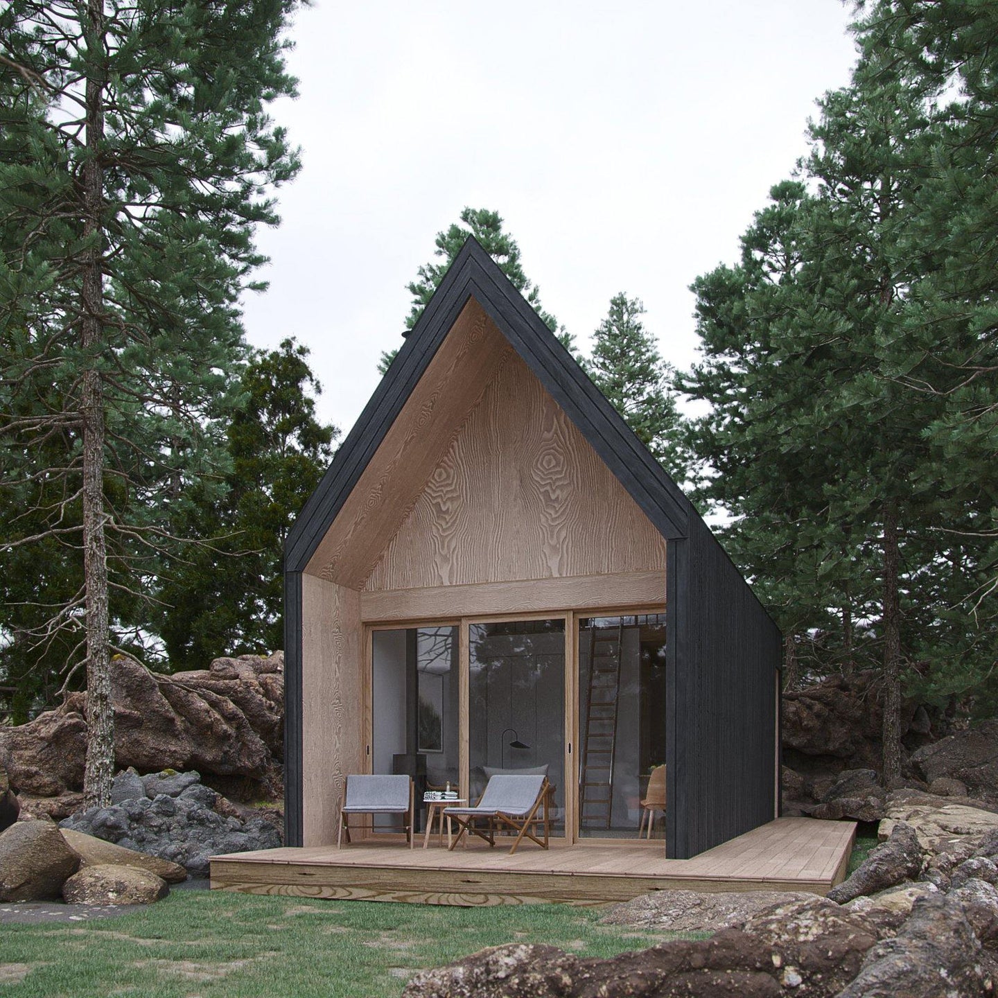 Modern Cabin Plans - Download Small House Plans - Den