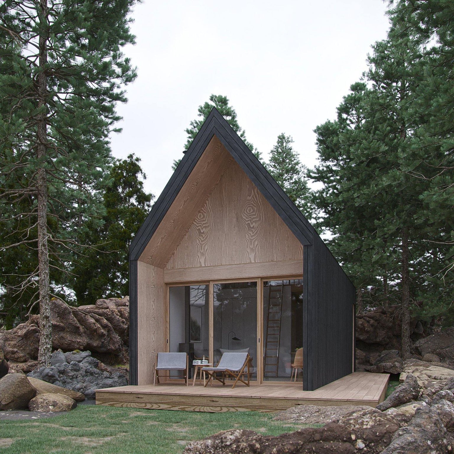 Modern Alpine Cabin Plans - Download Small Modern House Plans - Den