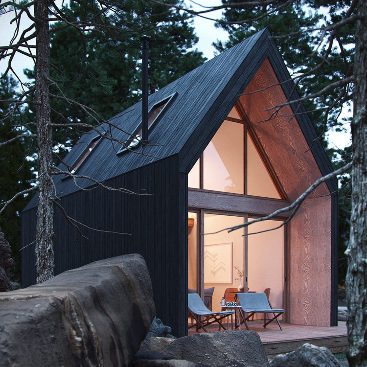 Modern Alpine Cabin Plans - Download Small Modern House Plans - Den