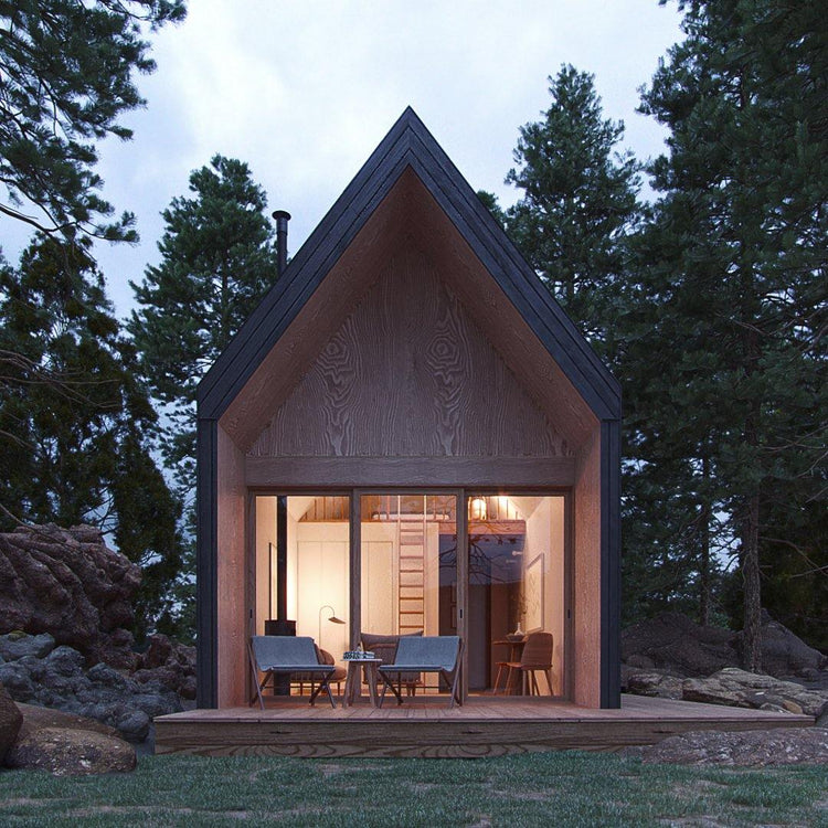 Modern Alpine Cabin Plans - Download Small Modern House Plans - Den