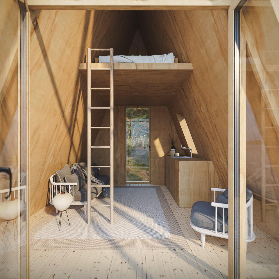 A Frame Bunk Cabin Plans - Download Small House Plans - Den