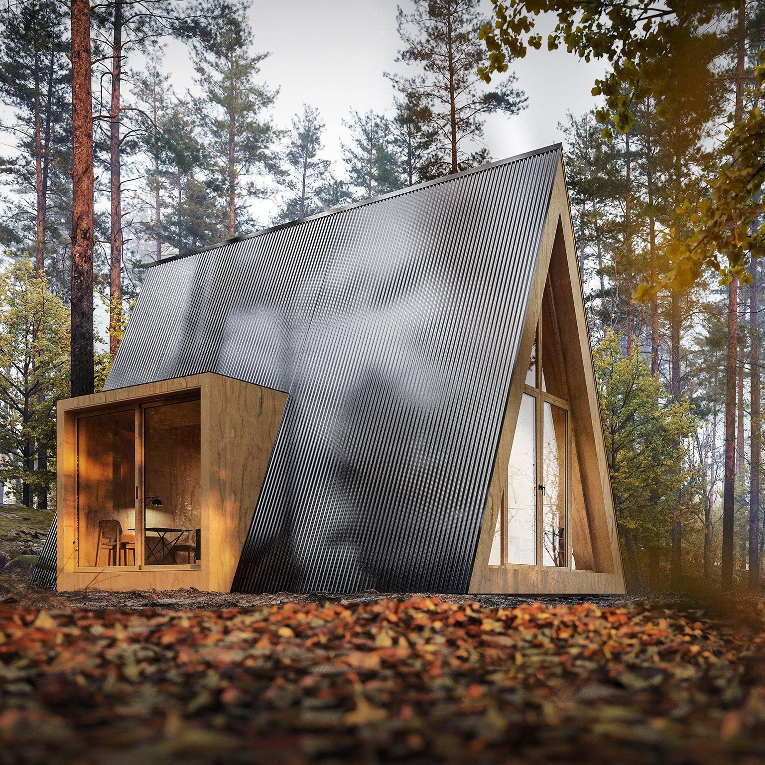 A-Frame Weekender Plans - Download Small House Plans - Den