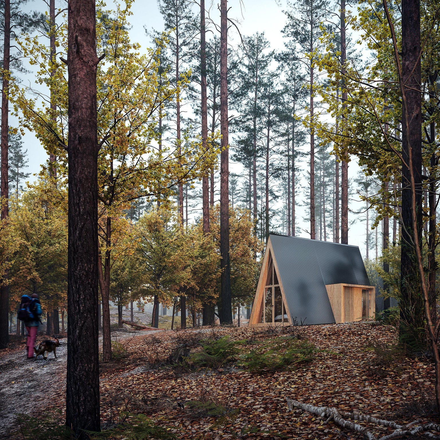 A-Frame Weekender Plans - Download Small House Plans - Den